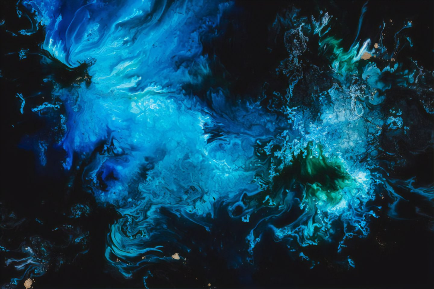 Macro shot of abstract galaxy forms made out of liquid ink | Maiken Piil